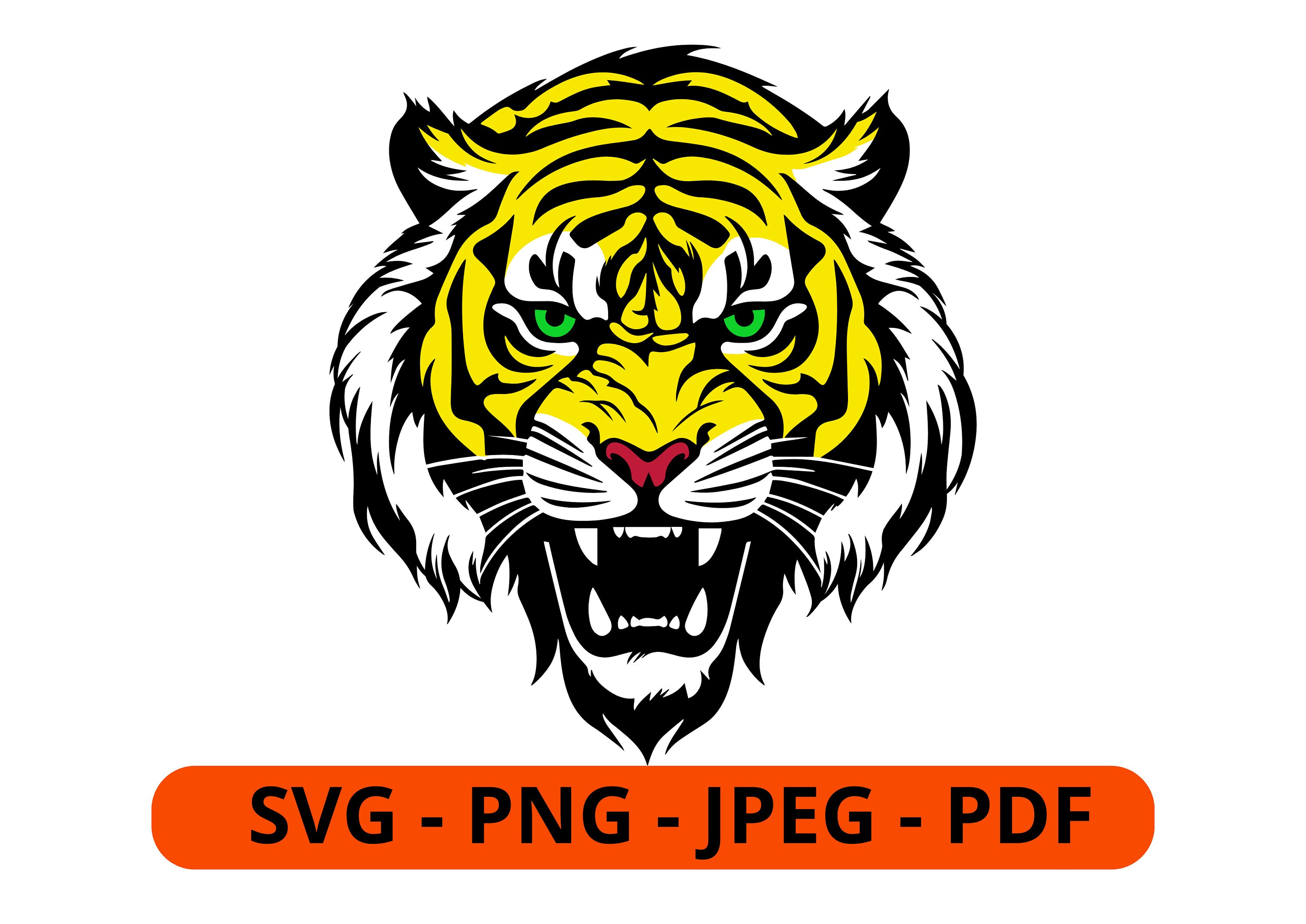 Tiger Mascot Svg Tiger Head Svg Tiger Svg Tiger Clipart - Etsy