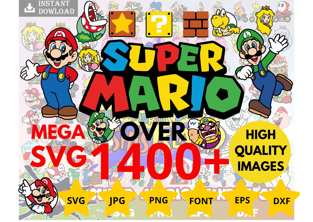 Super Mario Svg,Bundle for Cricut and Sublimation, Mario Cut Files ...