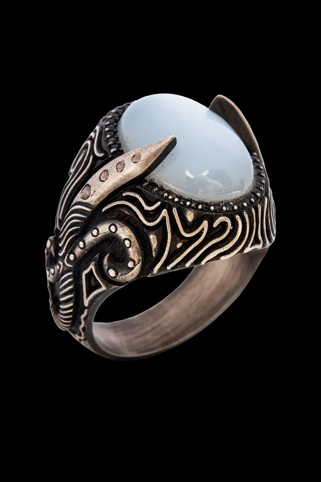 Moon Stone Sword Ring, 925k Sterling Silver, Men's Jewelry - Etsy