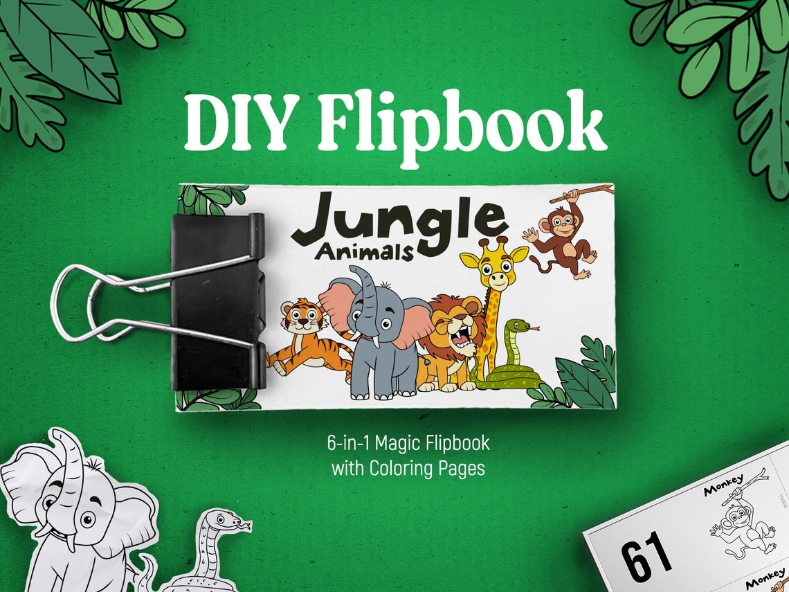 DIY Jungle Flipbook, Paper Craft for Kids, Easy Printable Activity for ...