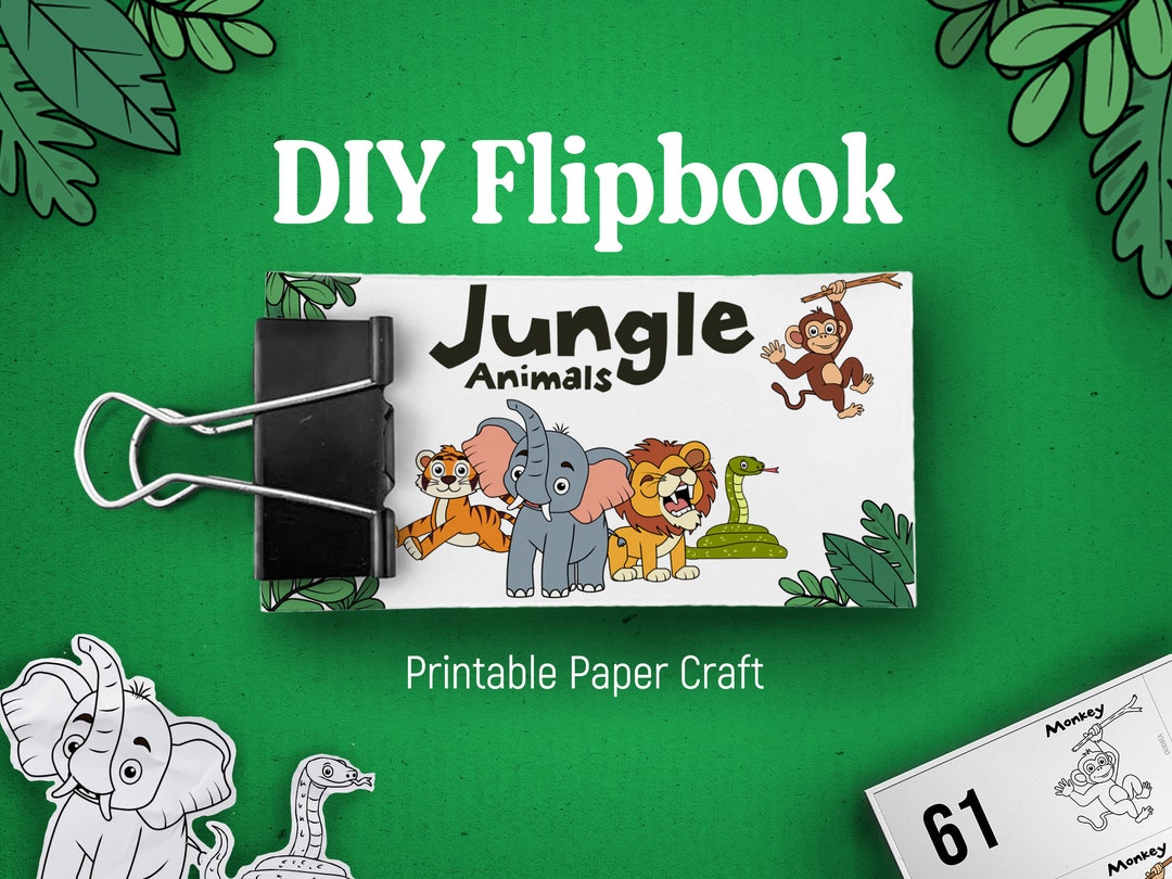 DIY Jungle Flipbook, Paper Craft for Kids, Easy Printable Activity for ...