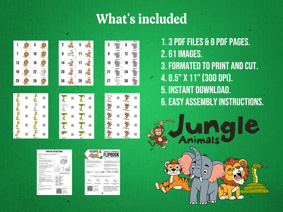 DIY Jungle Flipbook, Paper Craft for Kids, Easy Printable Activity for ...