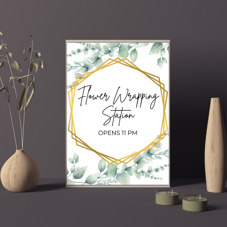 Flower Wrapping Station Wedding Sign Don't Waste Flowers Opens 11 PM ...