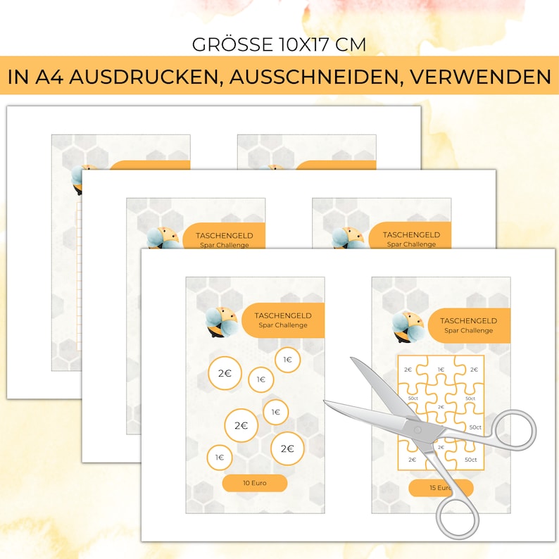 5 Taschengeld Spar Challenges + Tracker Für A6 Umschläge Umschlagmethode | 3 Größen | Digitaler ...