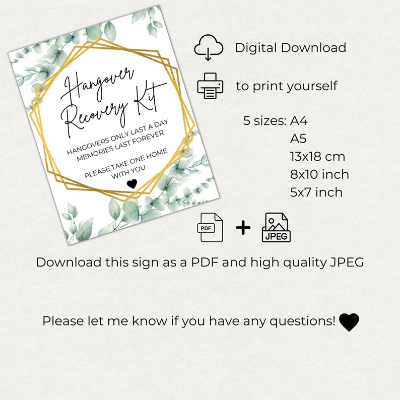 Hangover Recovery Kit Wedding Sign After Party SOS Station Decor ...