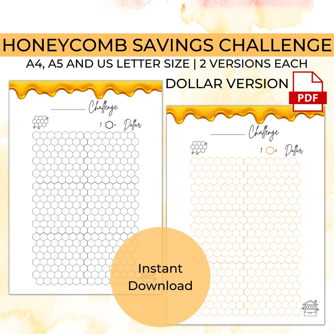 Honeycomb Savings Challenge DOLLAR Honey Drip Design in A4 A6 - Etsy