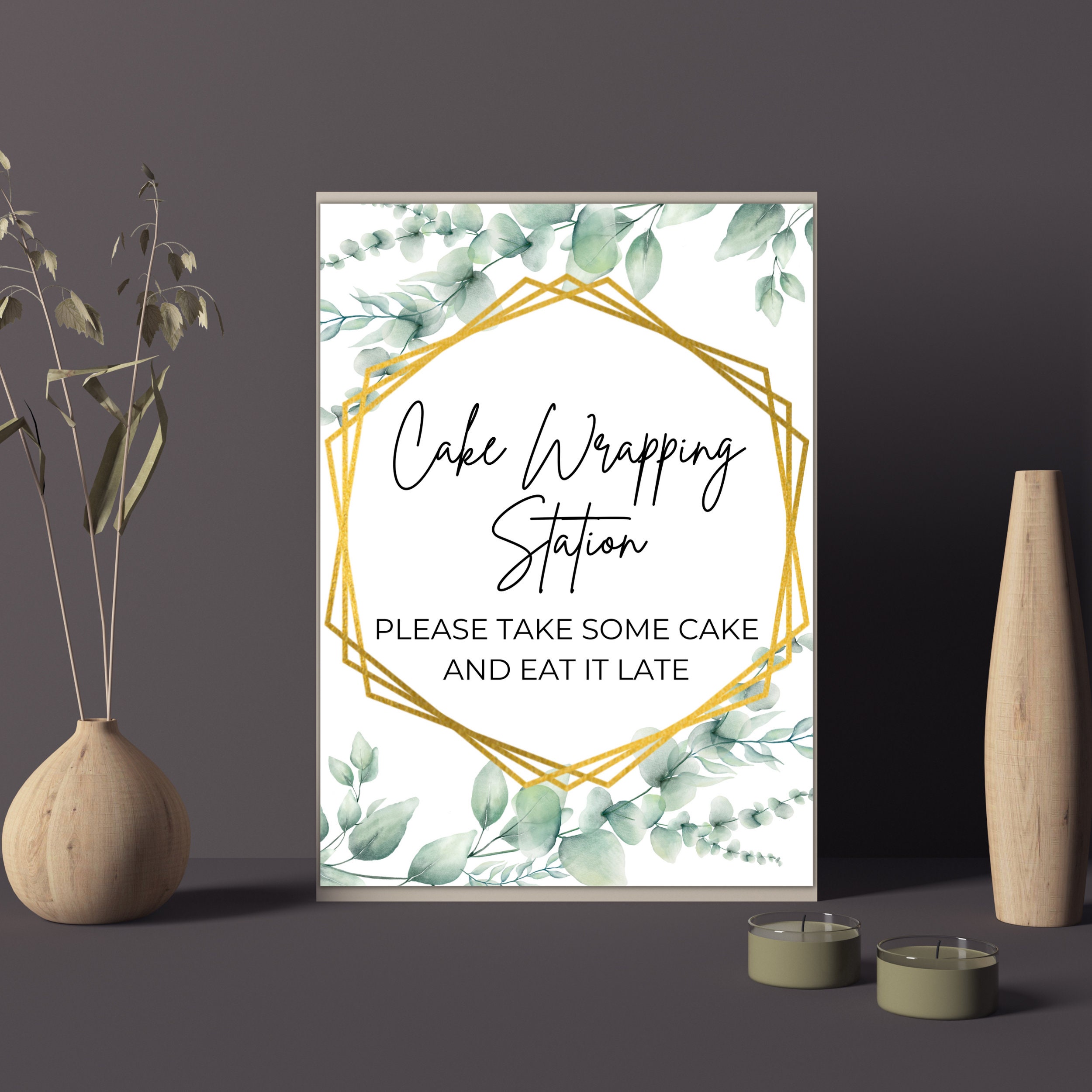 Cake Wrapping Station Wedding Sign Sweet Dessert Table Decor Greenery ...