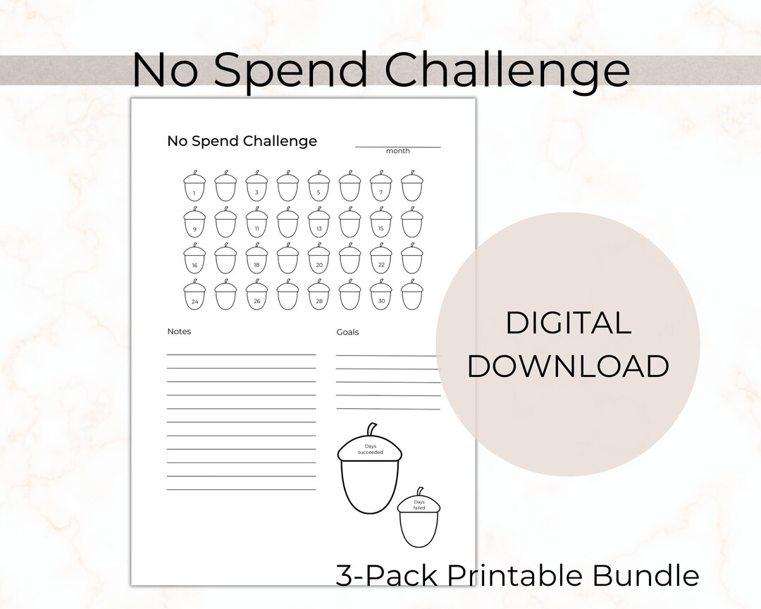 Printable Monthly No Spend Challenge Budget Tracker Planner Sheet ...
