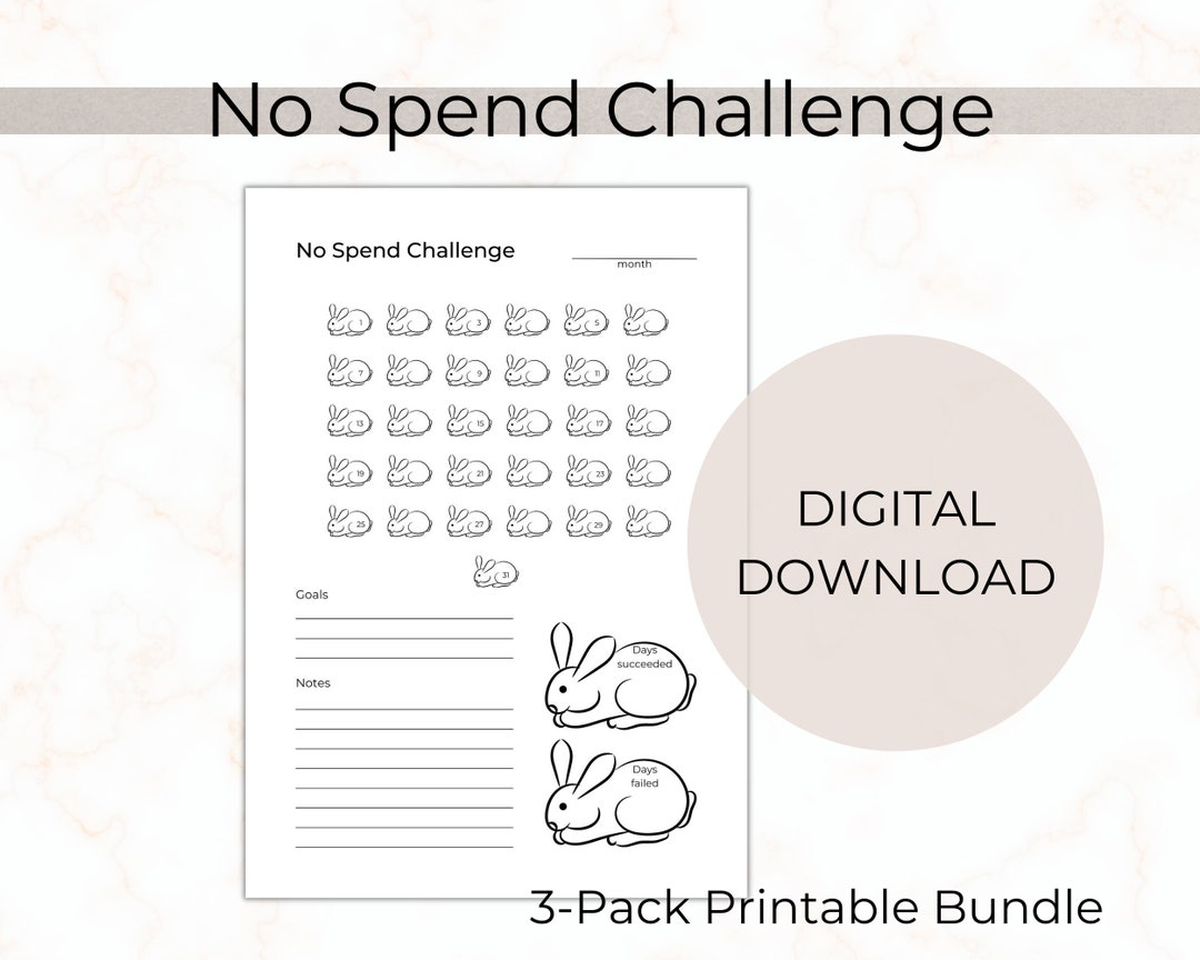 Printable Monthly No Spend Challenge Budget Tracker | Planner Sheet ...