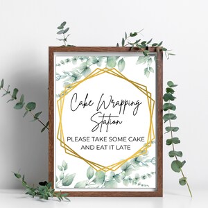 Cake Wrapping Station Wedding Sign Sweet Dessert Table Decor Greenery ...