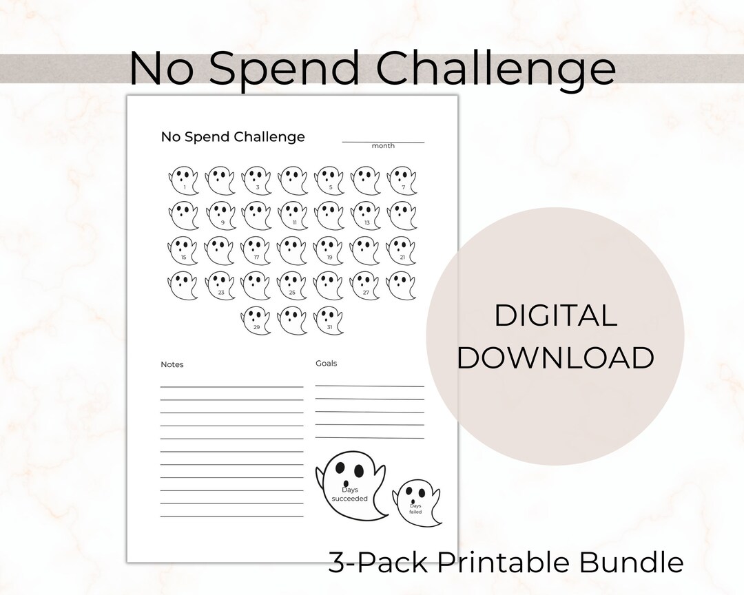 Printable Monthly No Spend Challenge Budget Tracker | Planner Sheet ...