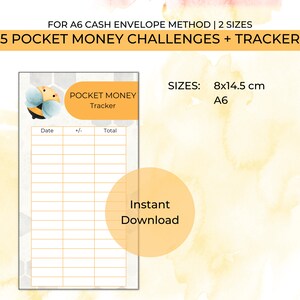 5 Pocket Money Saving Challenges + Tracker DOLLAR for A6 Cash Envelope ...