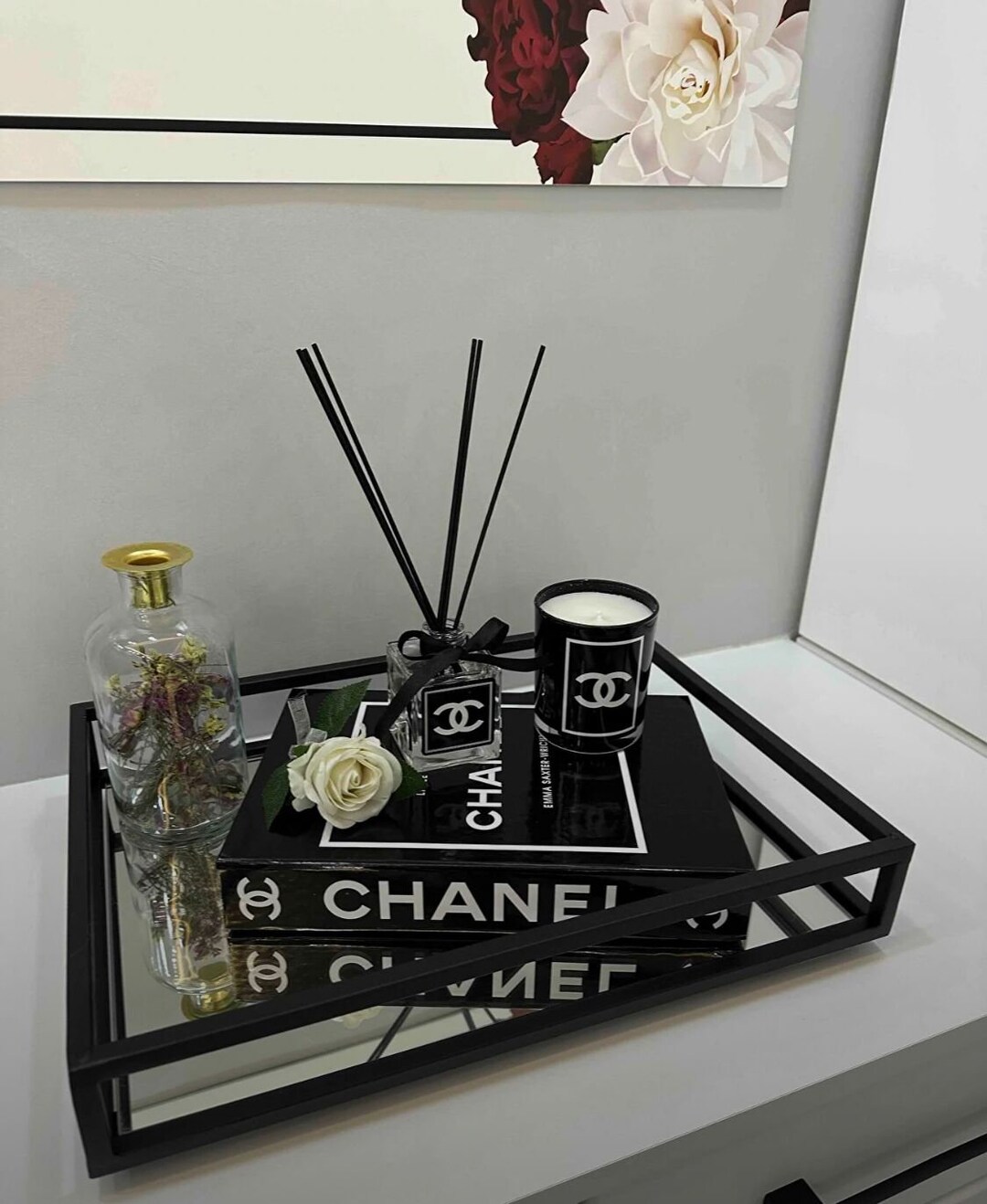 Tray, Decorative Tray, Decorative Mirrored Serving Tray, Mirrored Metal Tray, Elegant Rectangle ...