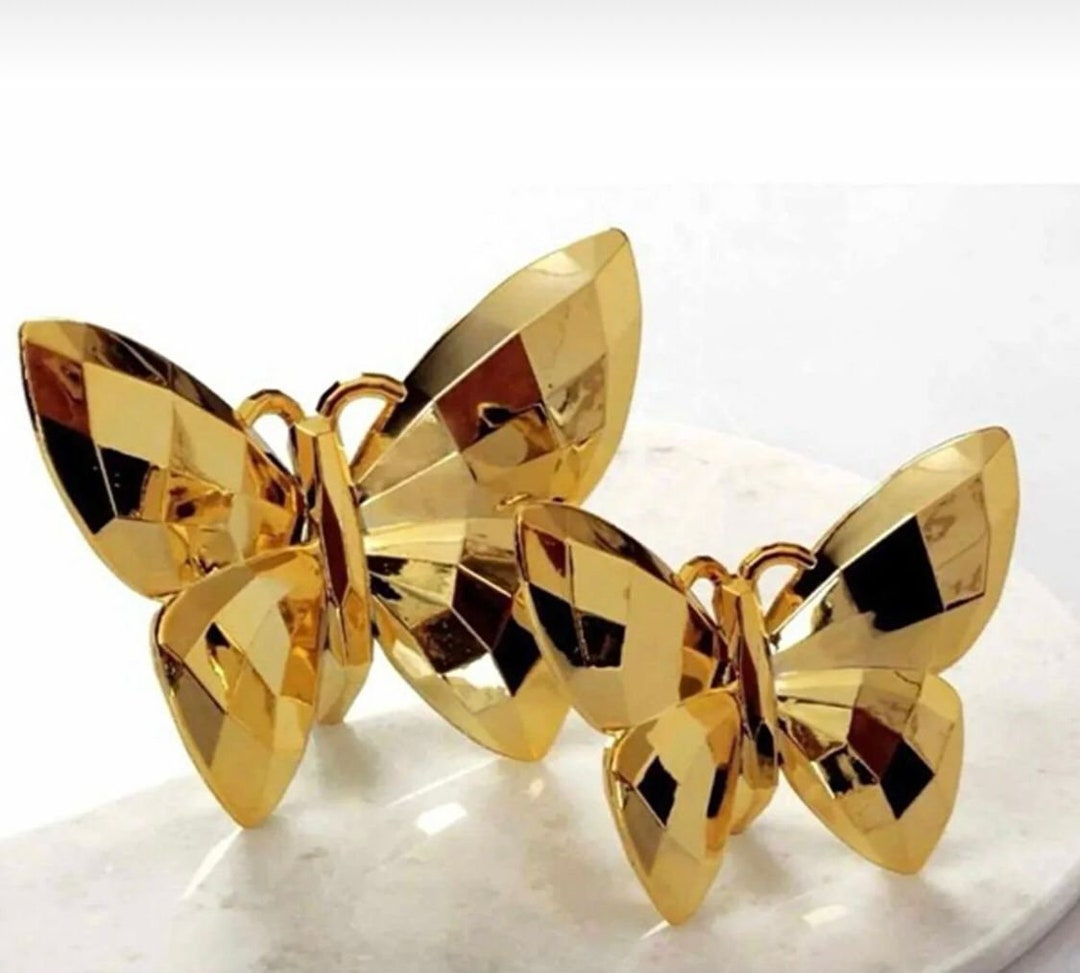 2 Butterfly Objects,gold Color,2 Butterfly Set, Luxury Home Decoration ...