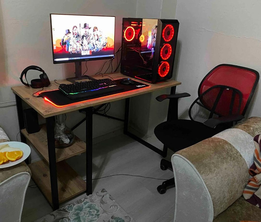 Study Desk With Shelves Computer Desk Office Desk - Etsy