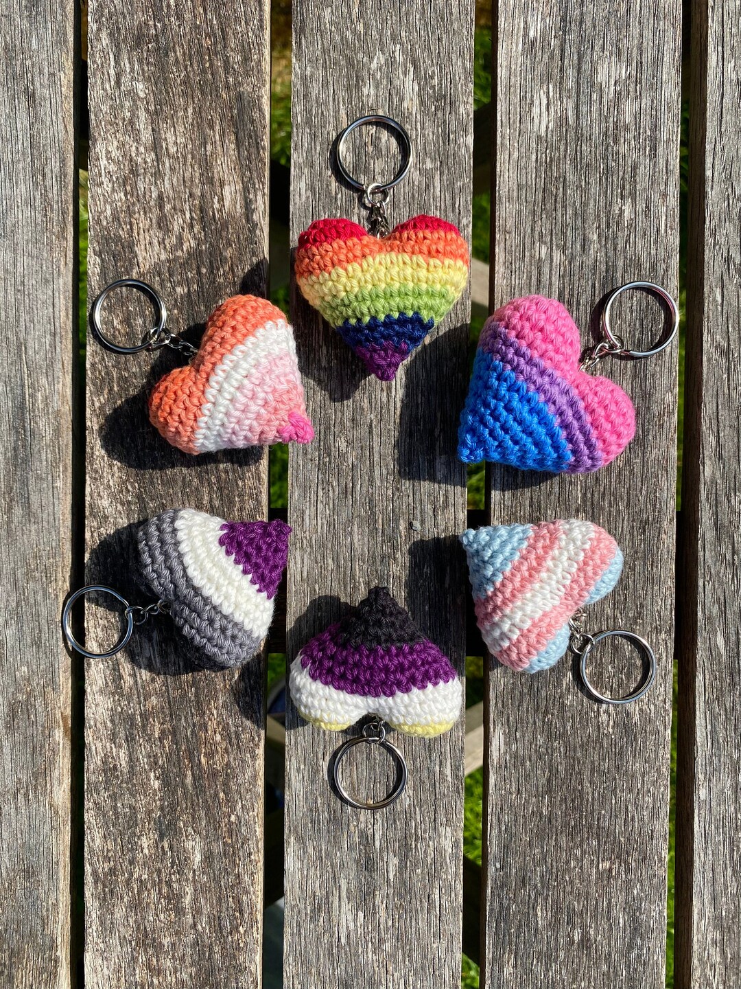 Pride Keyrings Pride Flag Hearts Crochet Rainbow Gay - Etsy