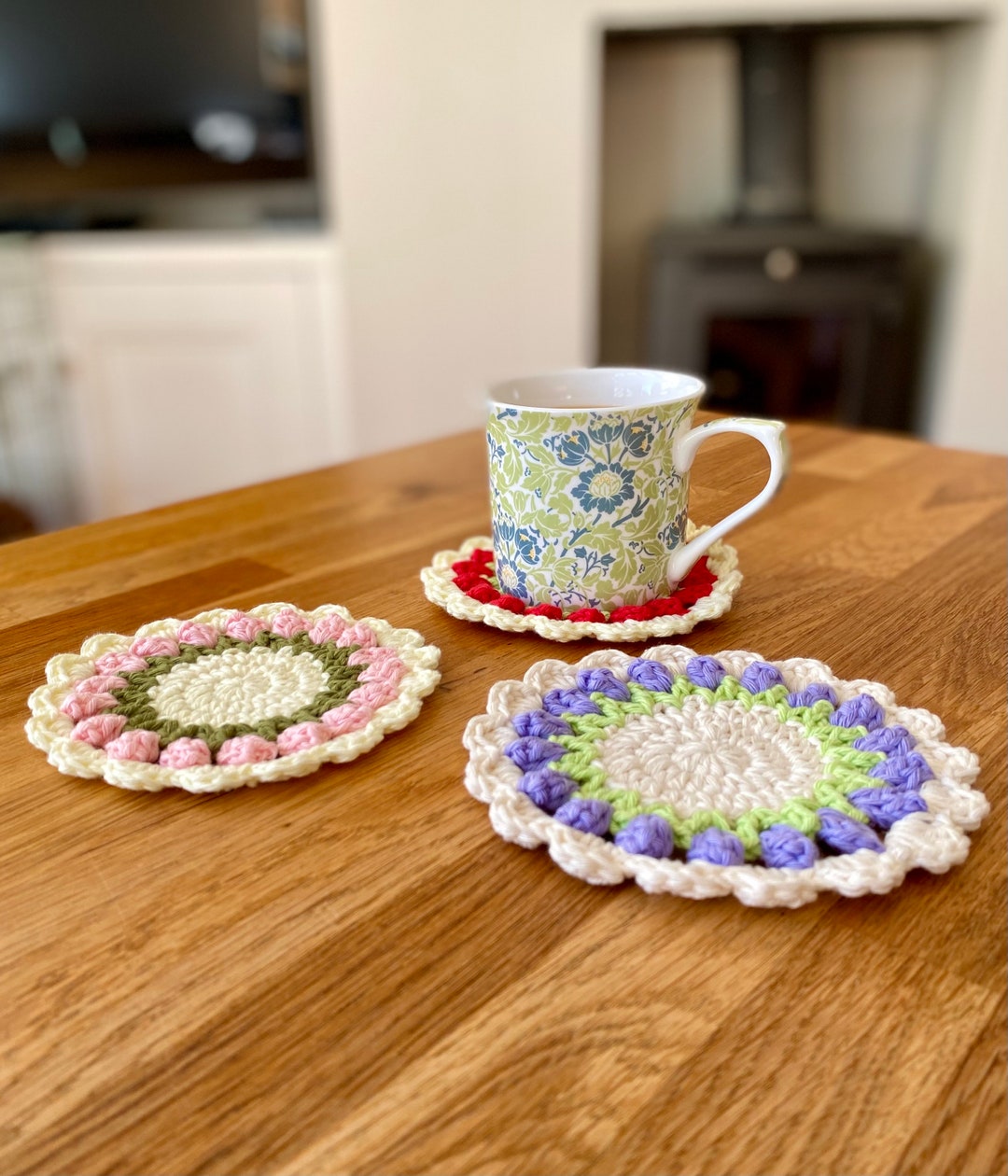 Tulip-trim Coasters Crochet Handmade Cottagecore Fairycore Light ...