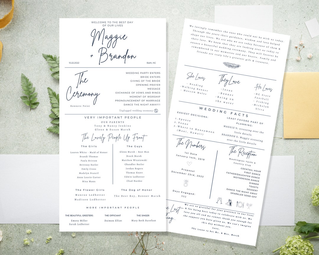 Wedding Program Template - Etsy