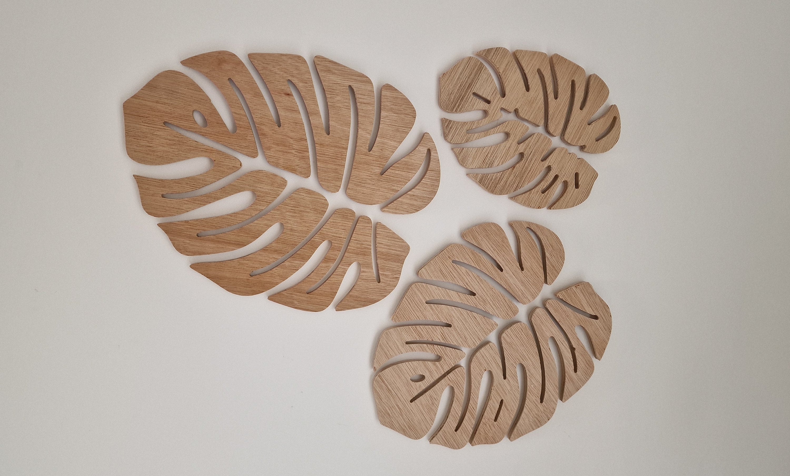 Monstera Leaf Wall Art Set Botanical Collection Wood - Etsy