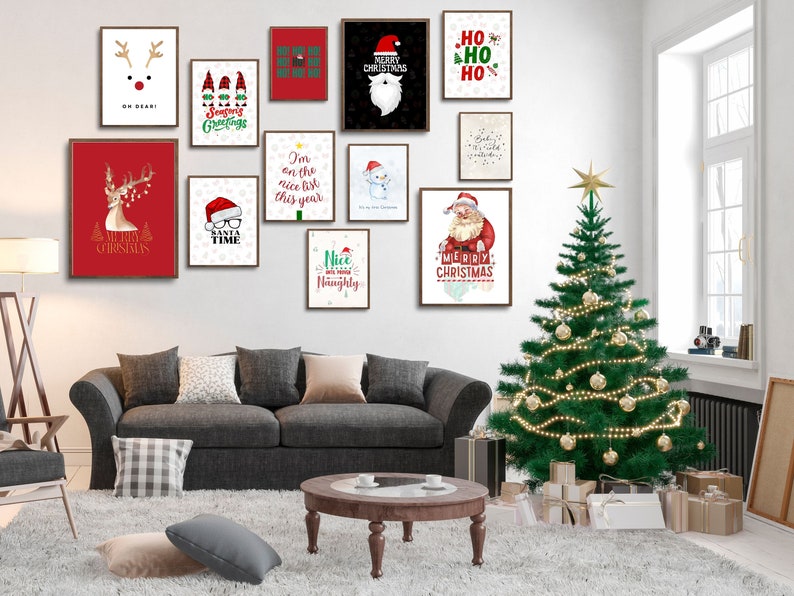 Christmas Wall Art, 12 Printables Poster, Christmas Decor, Holiday ...