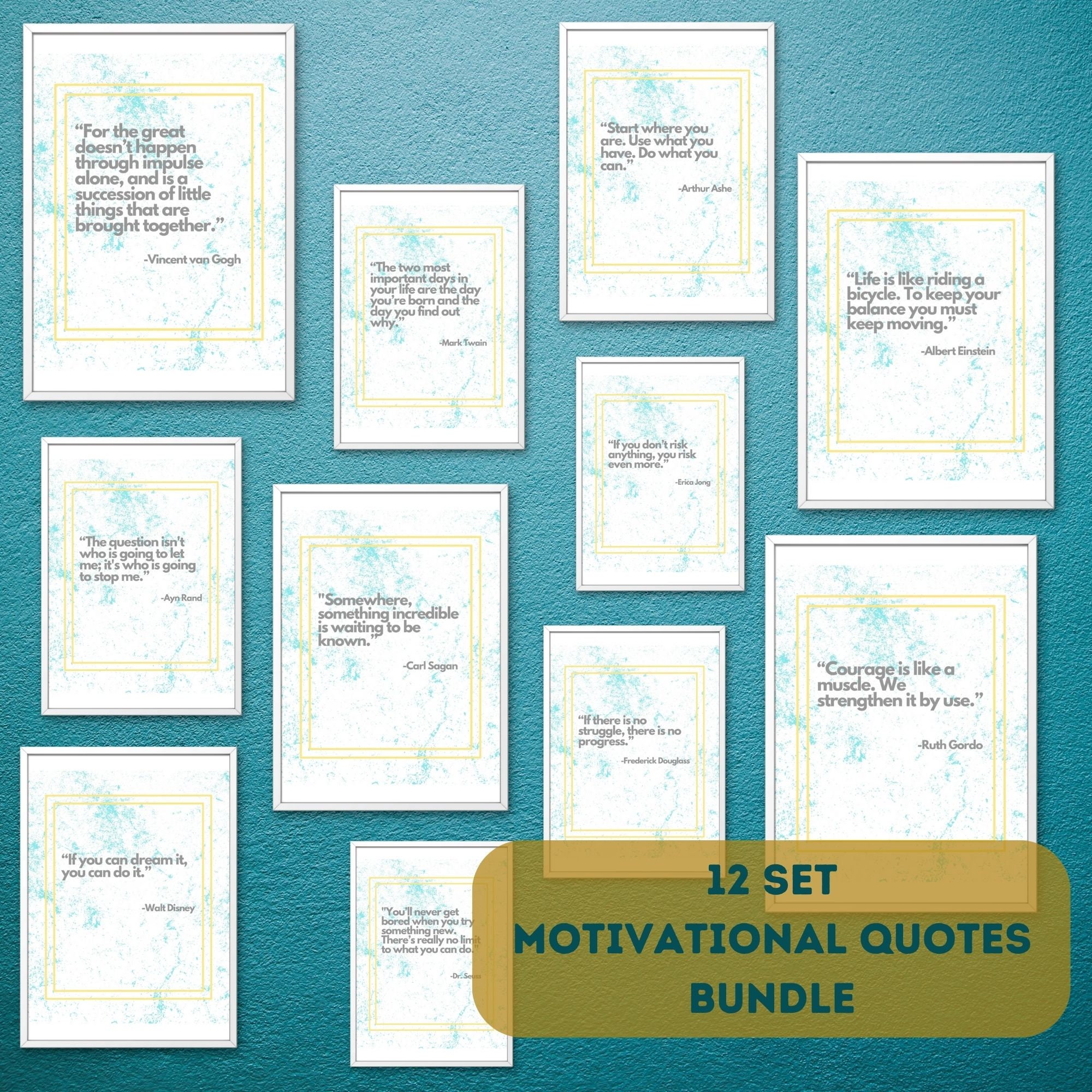 12 Printables, Famous Motivational Quotes, Home Office Wall Decor ...