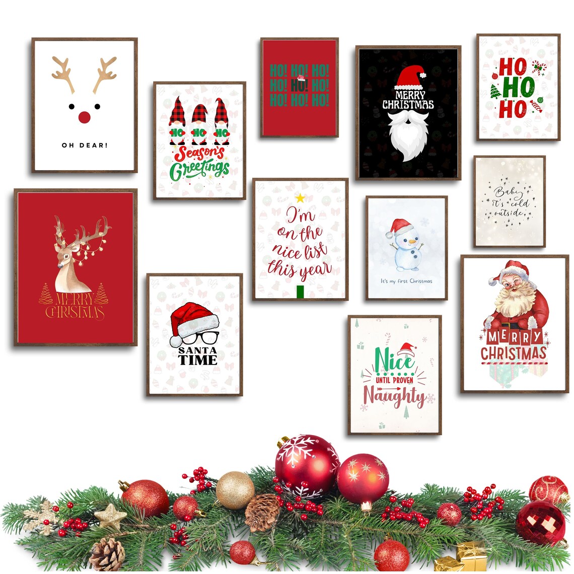 Christmas Wall Art, 12 Printables Poster, Christmas Decor, Holiday ...