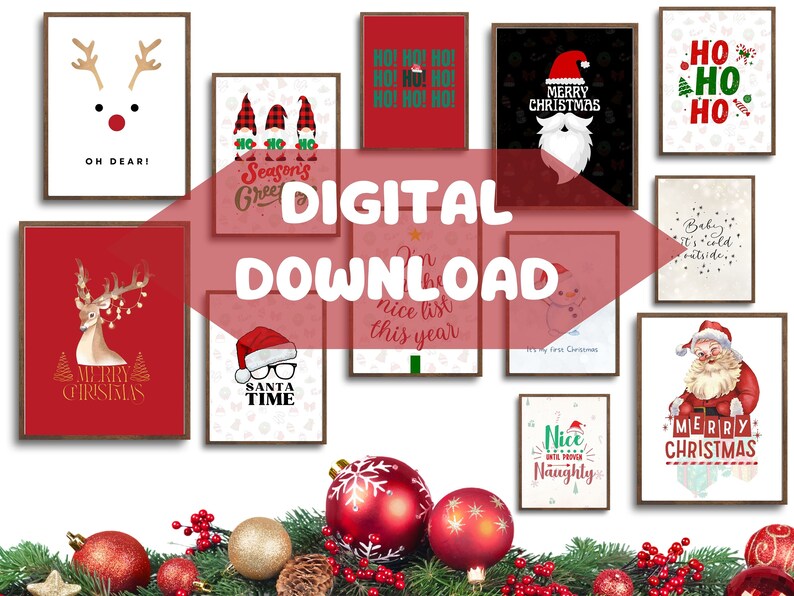 Christmas Wall Art, 12 Printables Poster, Christmas Decor, Holiday ...