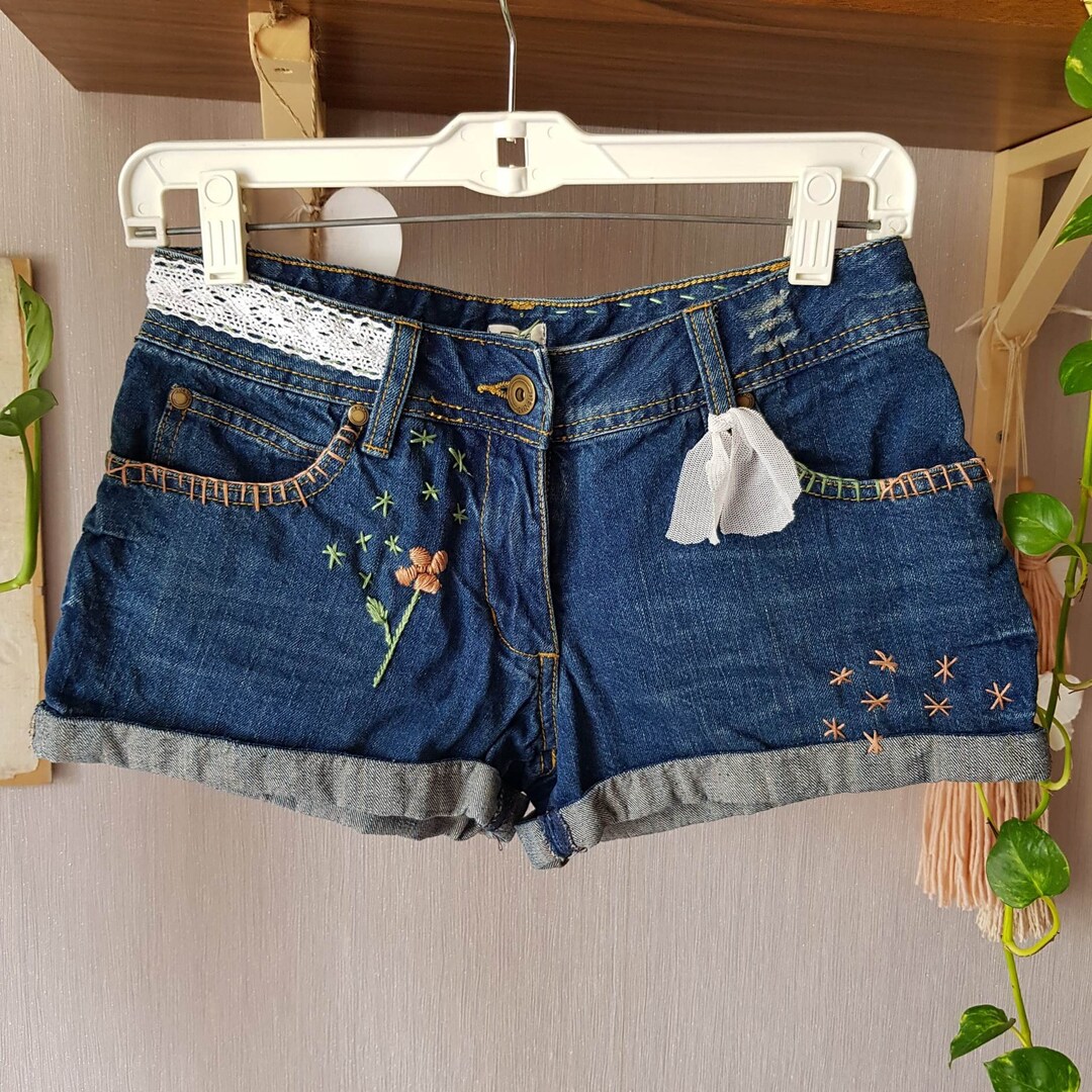 Recycled Shorts Slow Sewing Jeans Shorts - Etsy