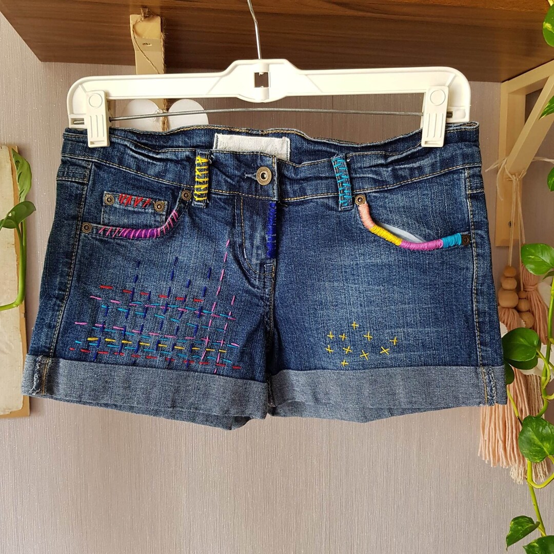 Slow Sewing Jeans Shorts Upcycled Shorts - Etsy