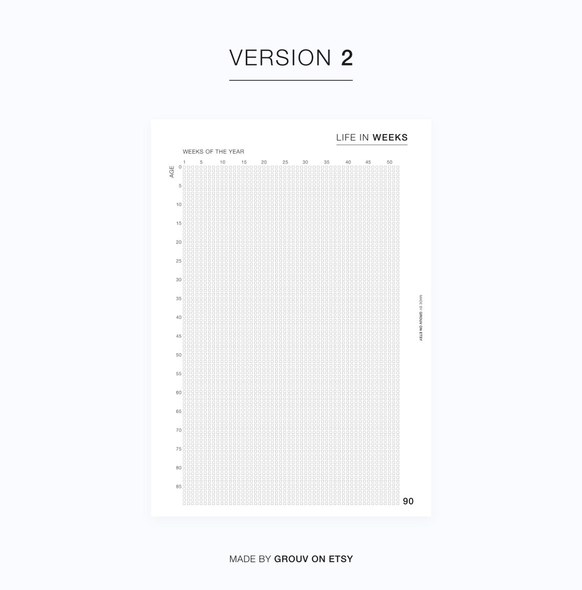 Minimal Life in Weeks Printable, Life in Weeks Template, Productivity ...