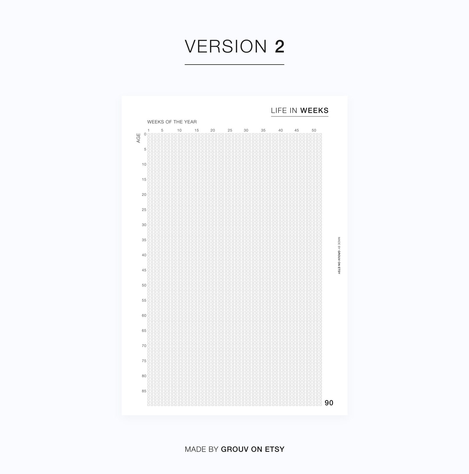 Life in Weeks Printable: Minimalist Life Planner (A4, A5, Letter PDF ...