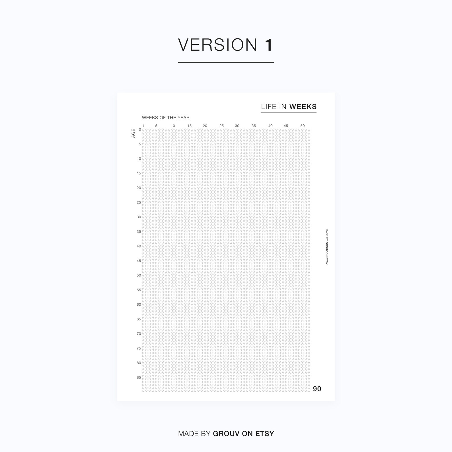 Life in Weeks Printable: Minimalist Life Planner (A4, A5, Letter PDF ...