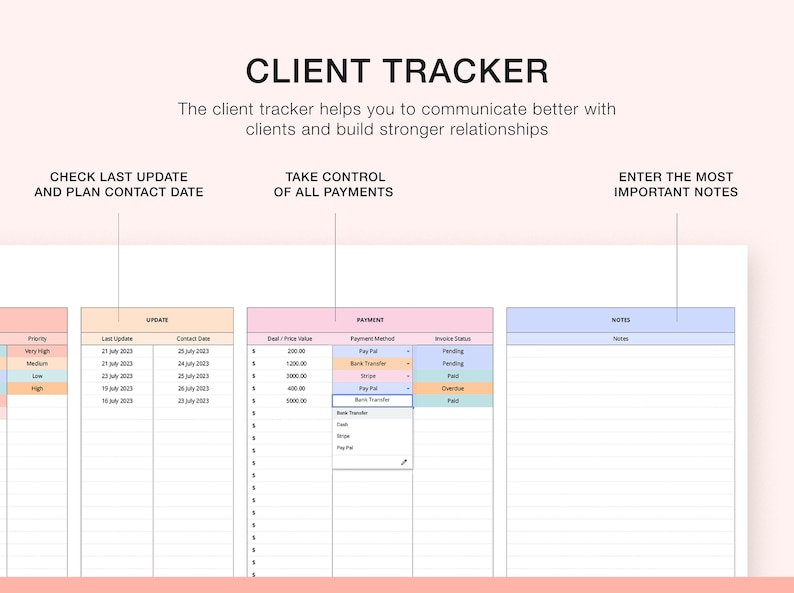 Client Tracker for Google Spreadsheet, Small Business Management ...