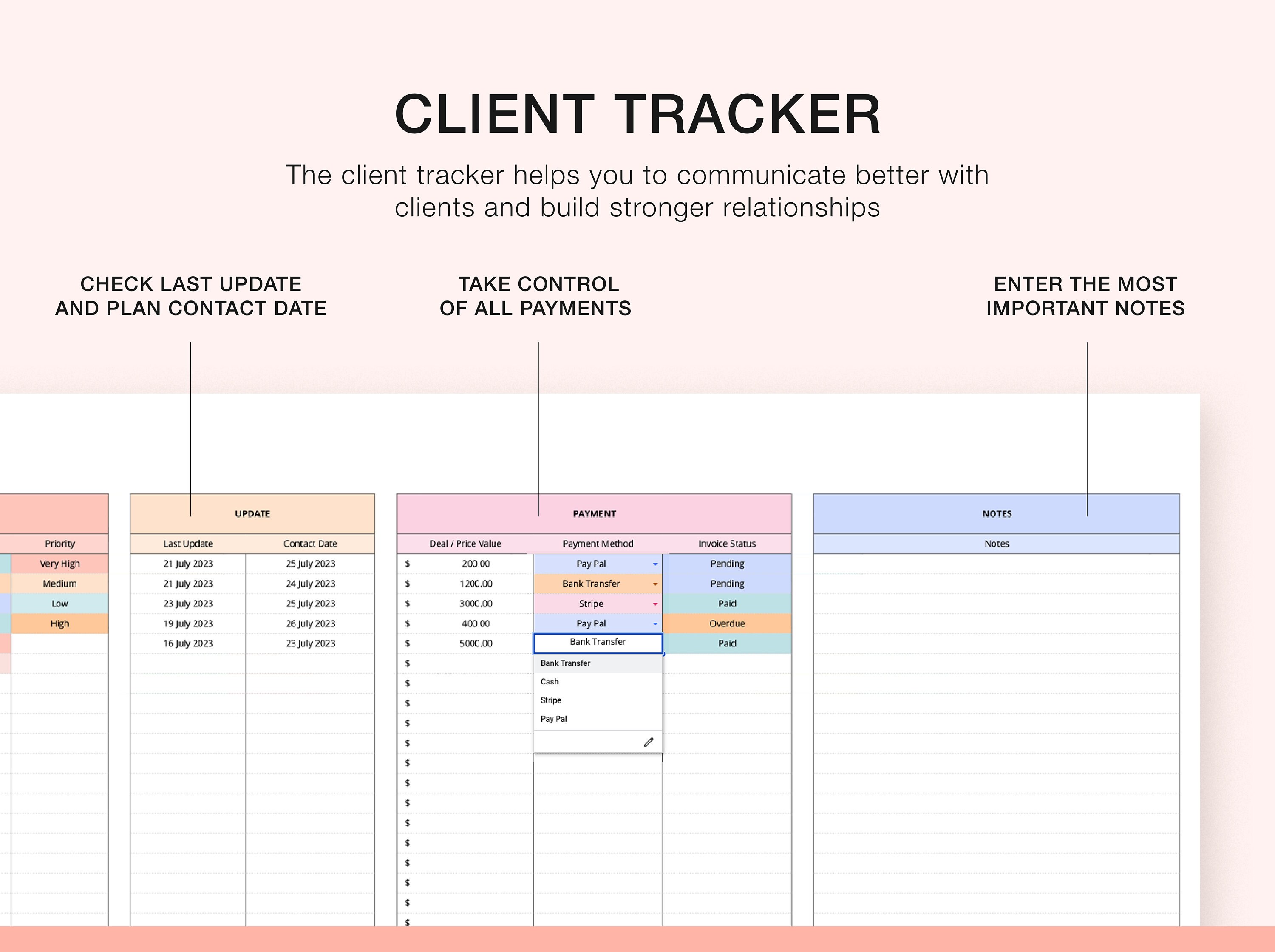 Client Tracker for Google Spreadsheet, Small Business Management ...