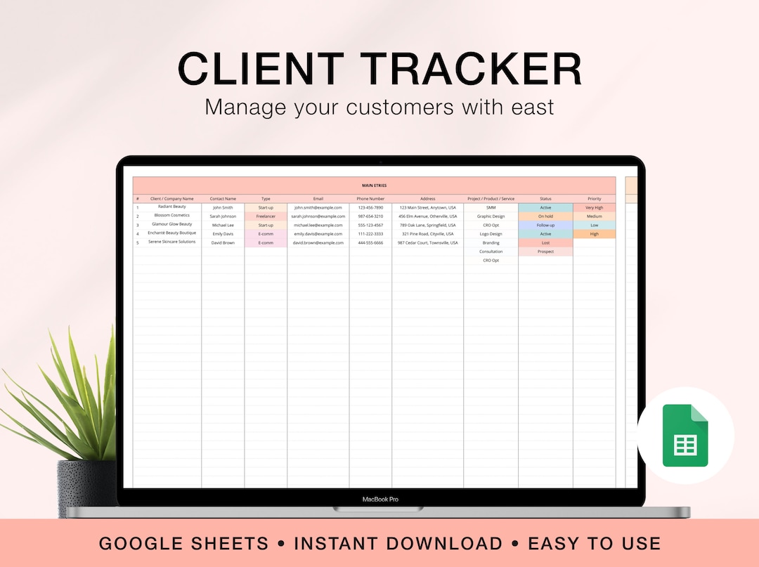 Client Tracker for Google Spreadsheet, Small Business Management ...