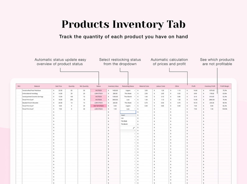 Inventory Tracker Google Sheet: Small Business Spreadsheet (digital ...