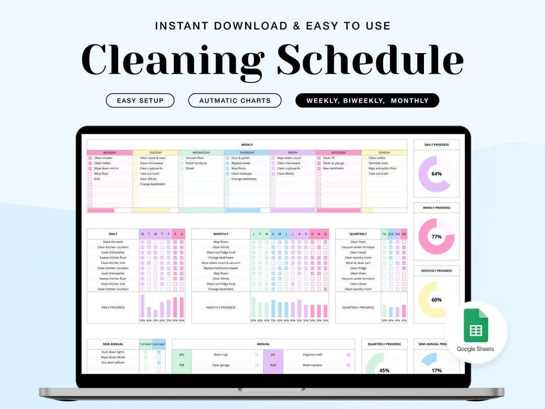 Cleaning Checklist Template Google Spreadsheet, Weekly Cleaning ...