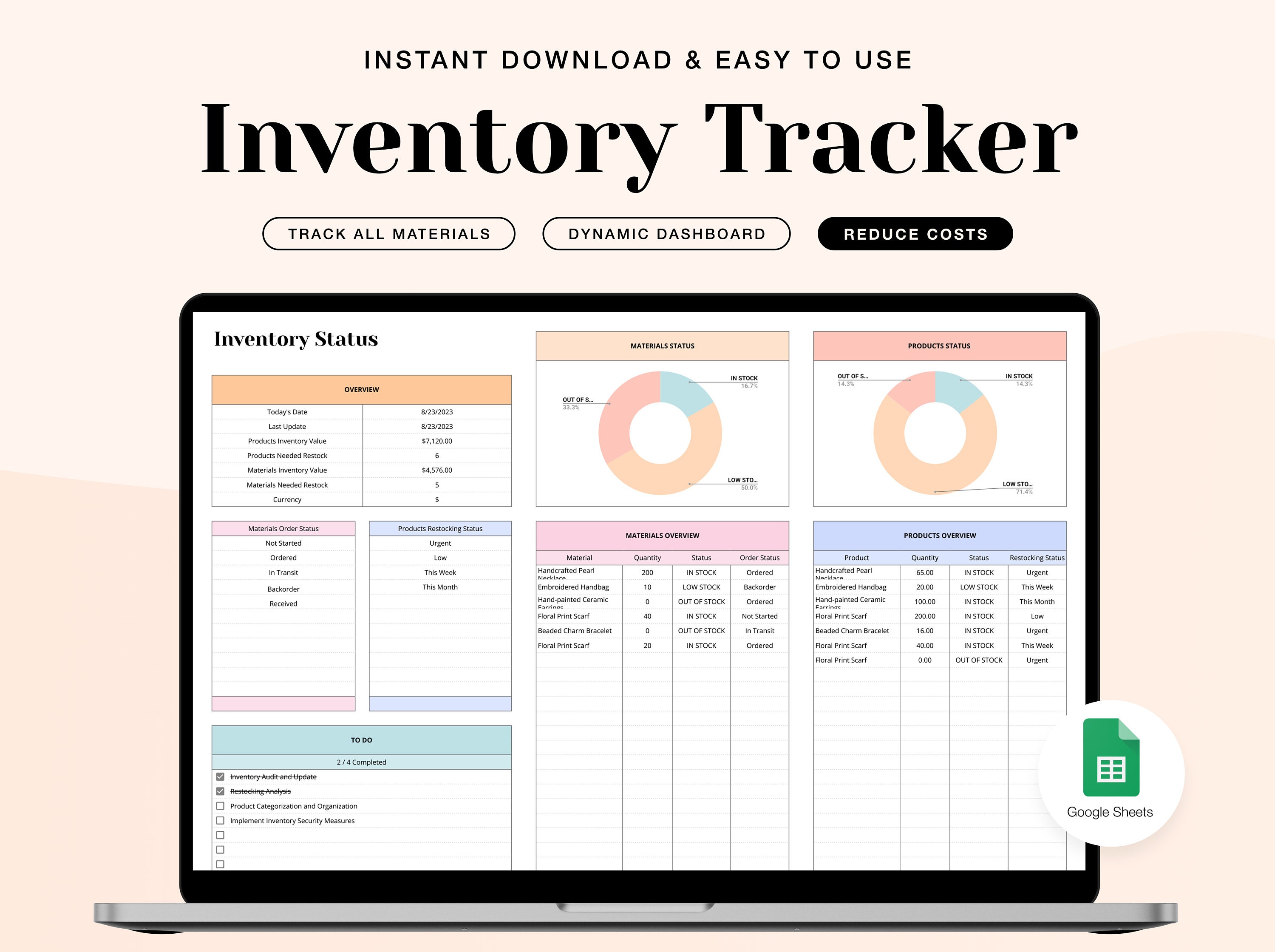 Inventory Management for Google Spreadsheet, Inventory Template Sheet ...