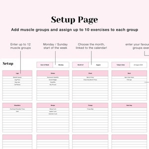Workout Planner for Google Spreadsheet, Fitness Planner Template ...