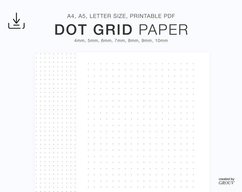 Minimalist Dot Grid Paper: 7 Sizes Printable Template (digital Download ...