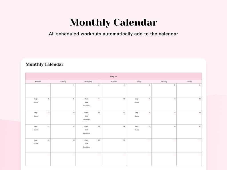 Workout Planner for Google Spreadsheet, Fitness Planner Template ...