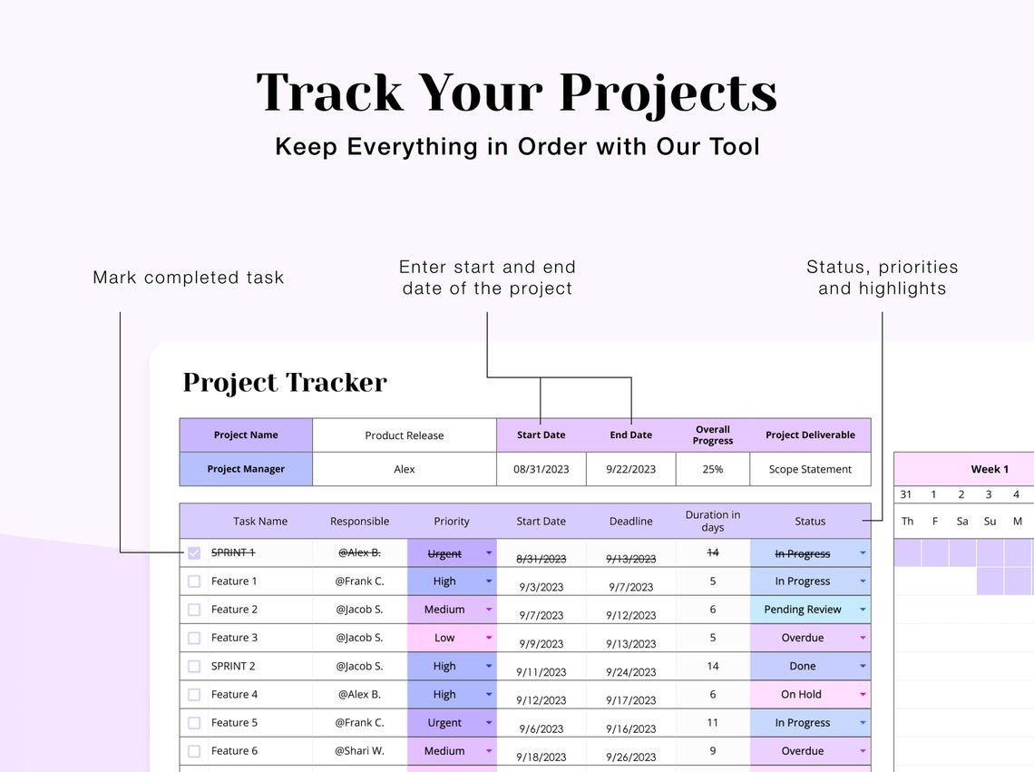 Project Tracker for Google Spreadsheet Project Manager Google Sheet ...