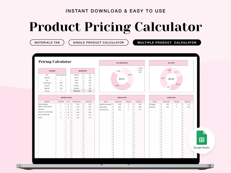 Product Pricing Calculator: Google Sheets Template (digital Download ...
