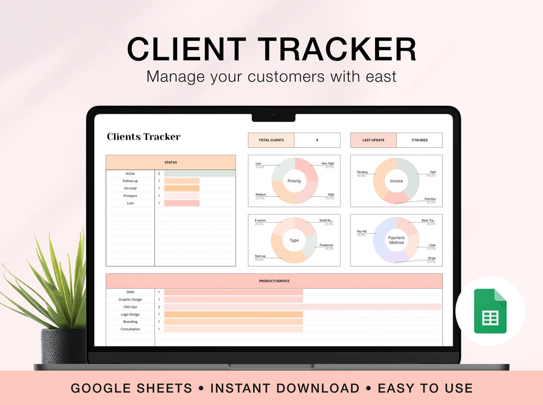 Client Tracker Google Sheets Template, Small Business Spreadsheet ...