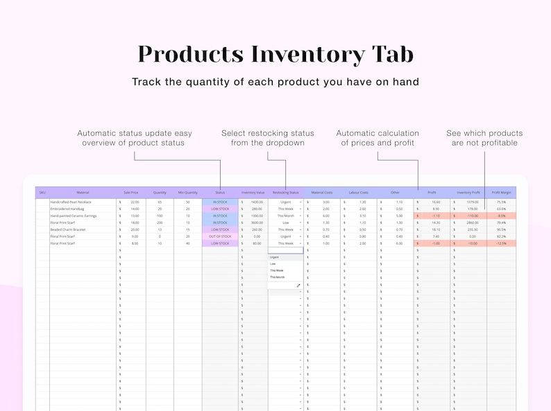 Inventory Tracker Spreadsheet: Small Business Material & Product ...