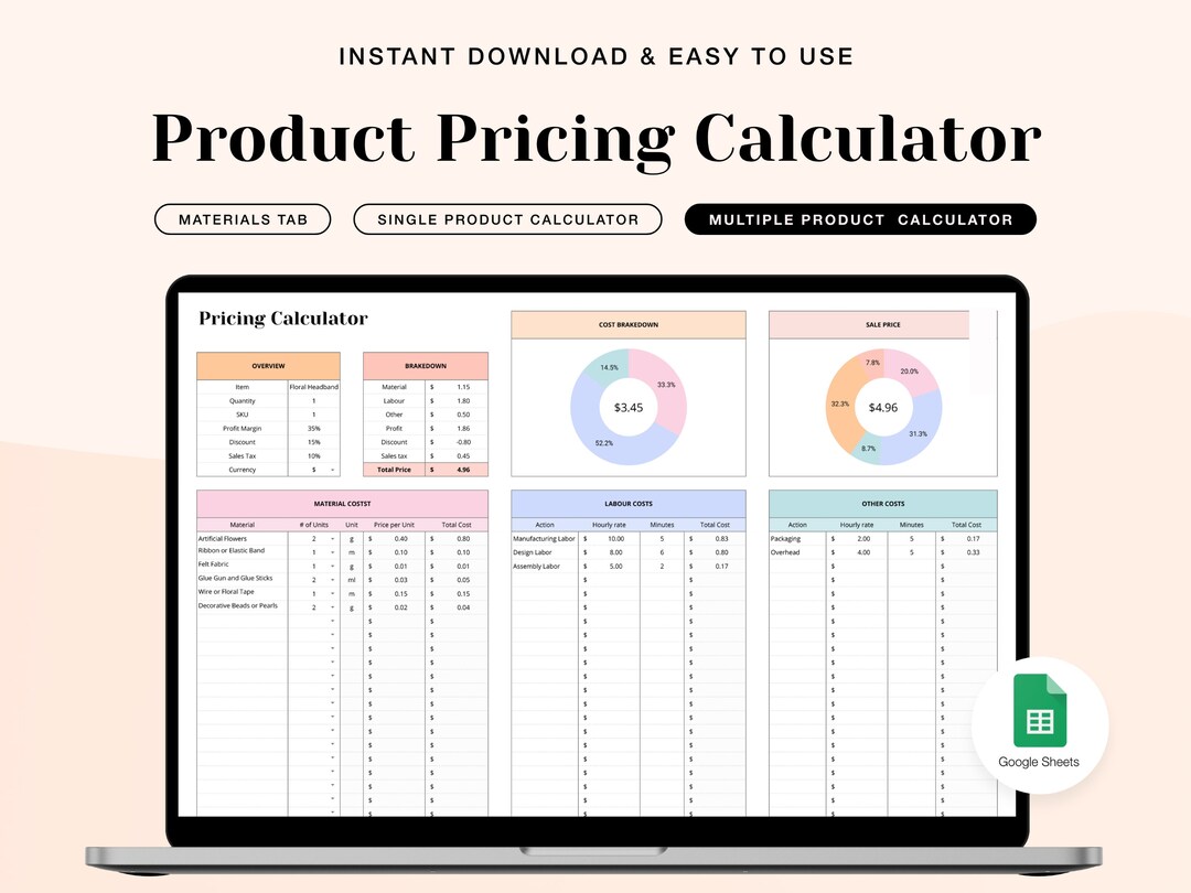 Product Pricing Calculator Google Spreadsheet, Profit Calculator Google ...