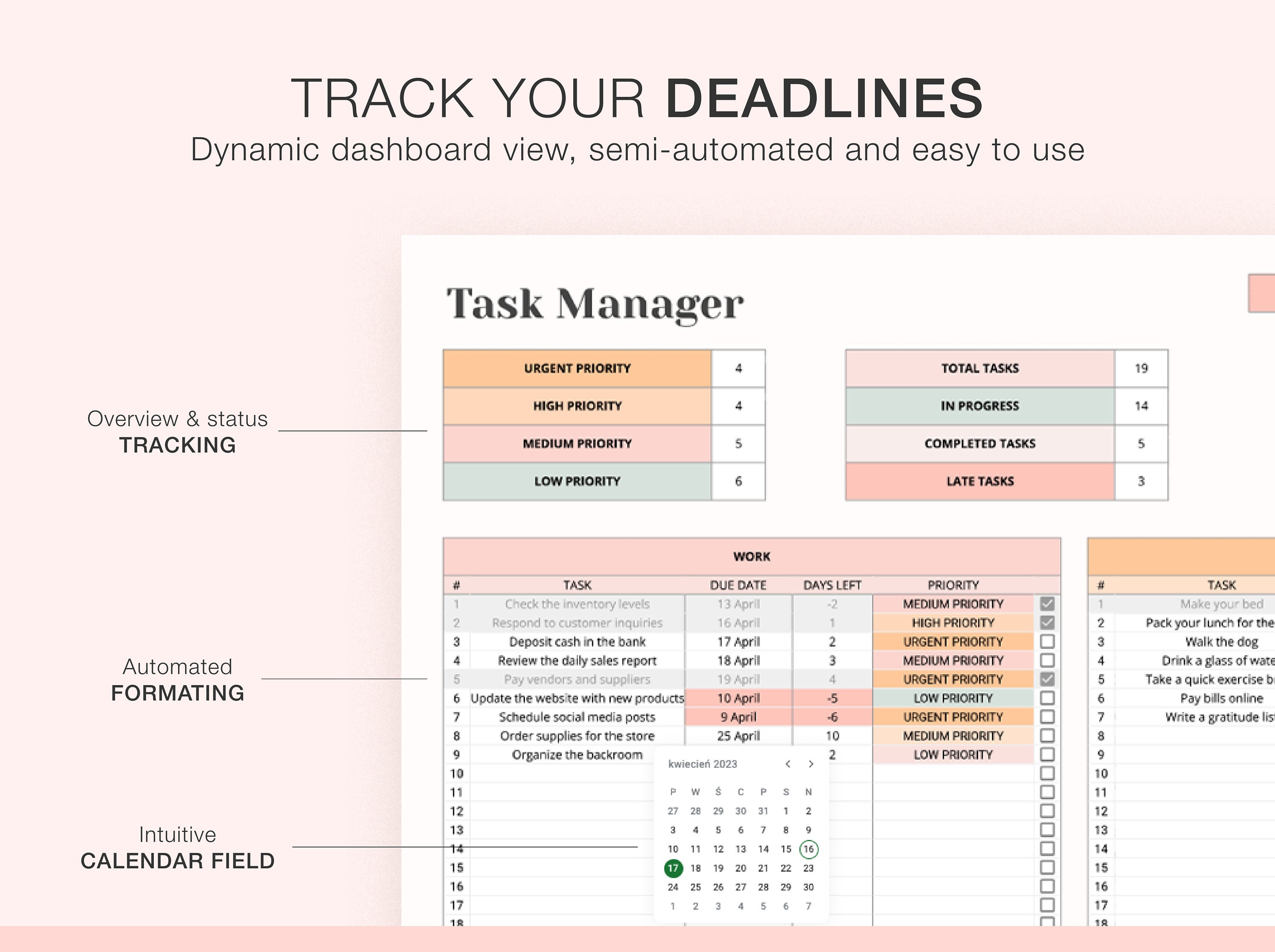 Task Tracker Google Spreadsheet, Project Tracker, Digital Task List ...
