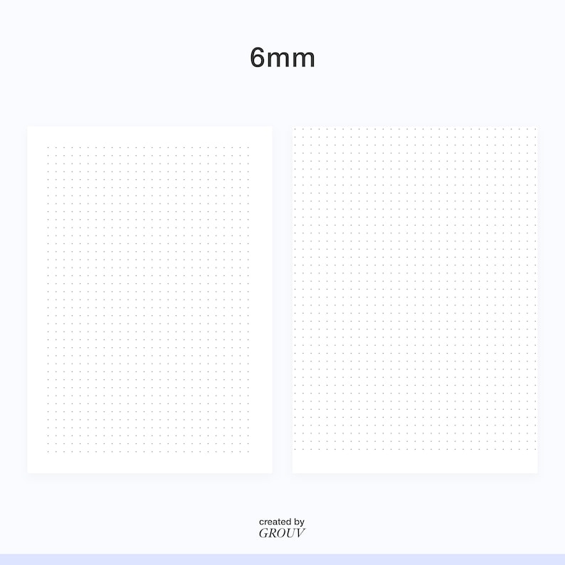 Minimal Dot Grid Printable Paper, 7 Sizes, 4mm, 5mm, 6mm, 7mm, 8mm, 9mm ...