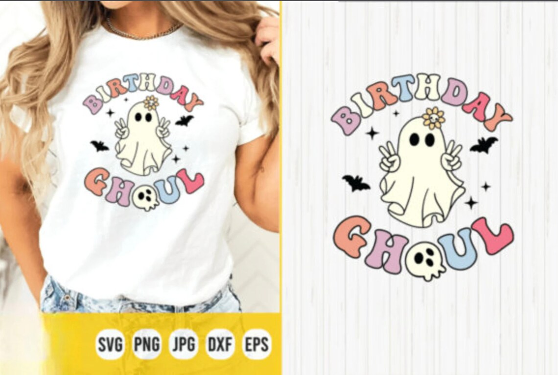 Halloween Birthday Ghoul SVG, Groovy Halloween PNG, Cute Ghost ...