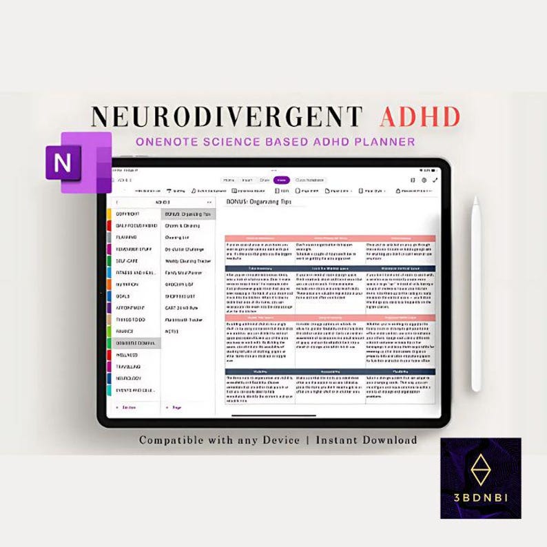 ONENOTE Adhd Planner | Onenote Adhd Planner Digital | Adhd Planner for ...